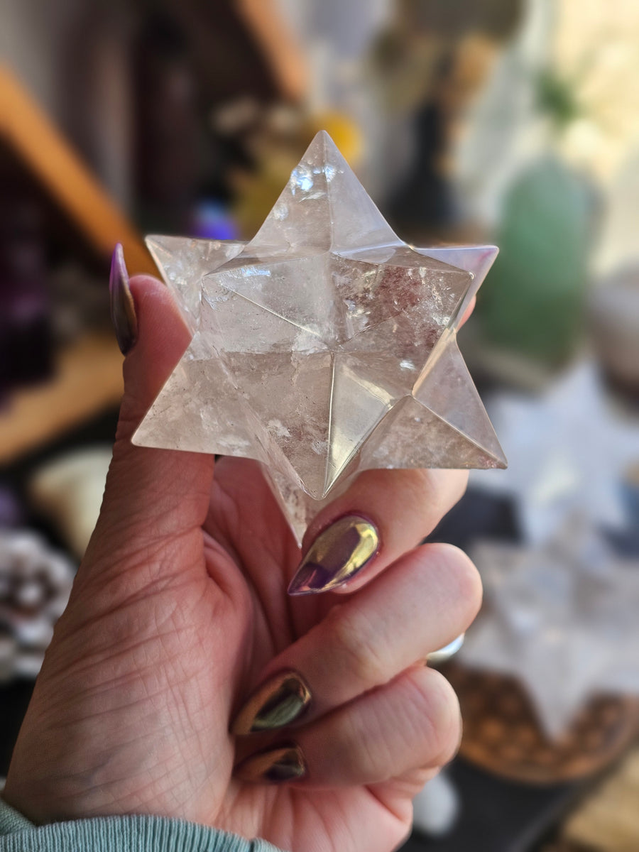 Clear Quartz Asteroid Stellated Merkabah Crystal Stars – Mineral Mystic