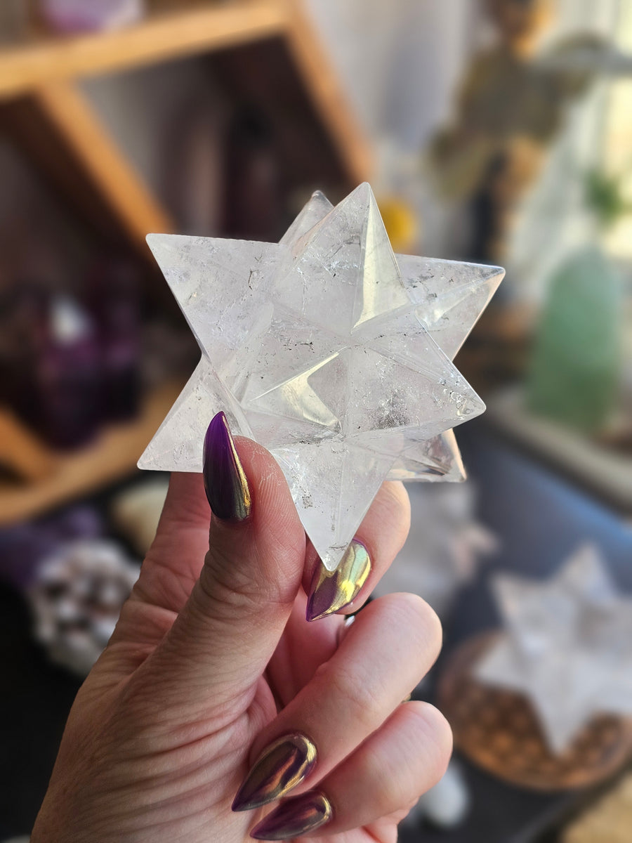 Clear Quartz Asteroid Stellated Merkabah Crystal Stars – Mineral Mystic