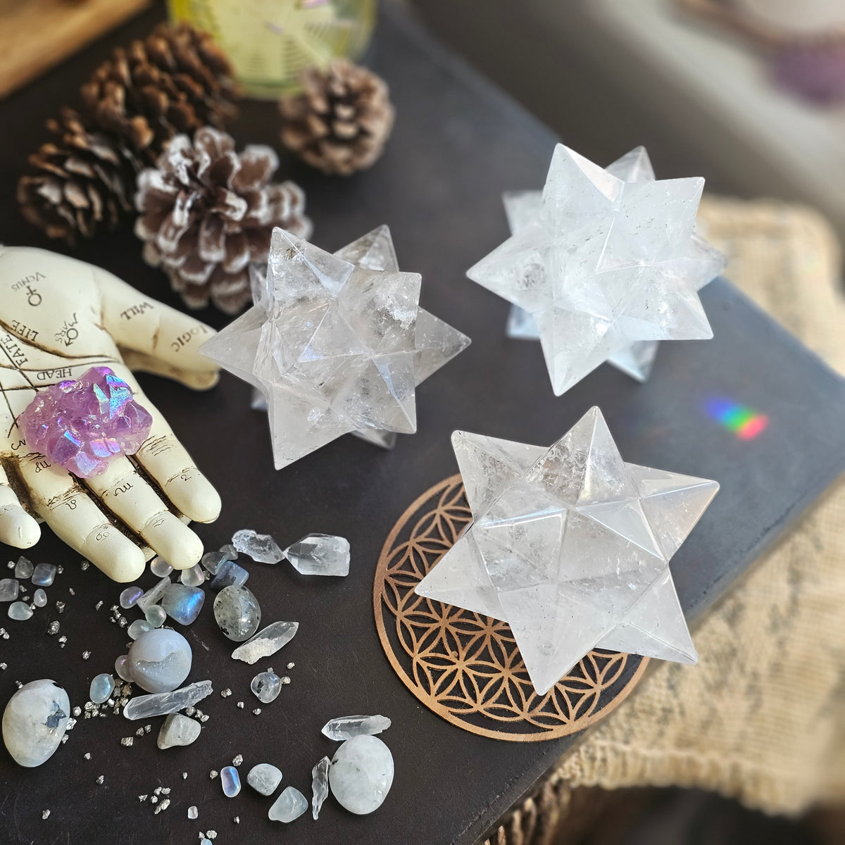Clear Quartz Asteroid Stellated Merkabah Crystal Stars – Mineral Mystic