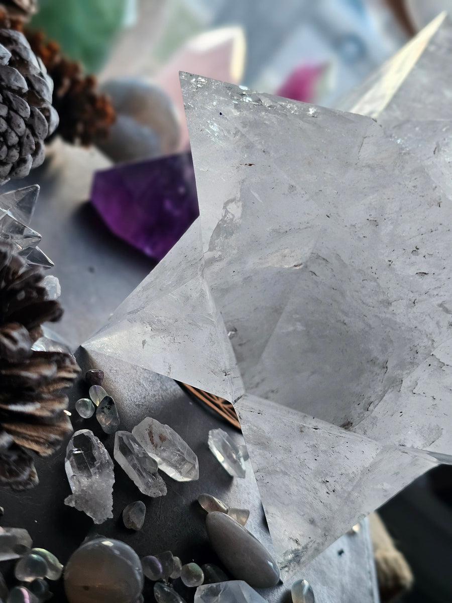 XL Clear Quartz Asteroid Stellated Merkabah Crystal Star – Mineral Mystic